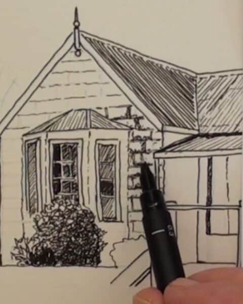 How to Draw a Farmhouse in Pen and Ink | Online Art Lessons